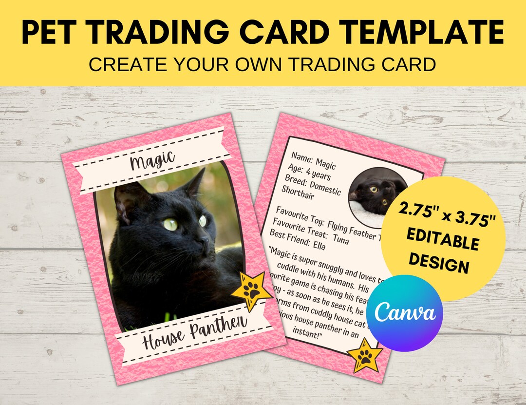 Editable Pet Trading Card Template Custom Trading Card - Etsy