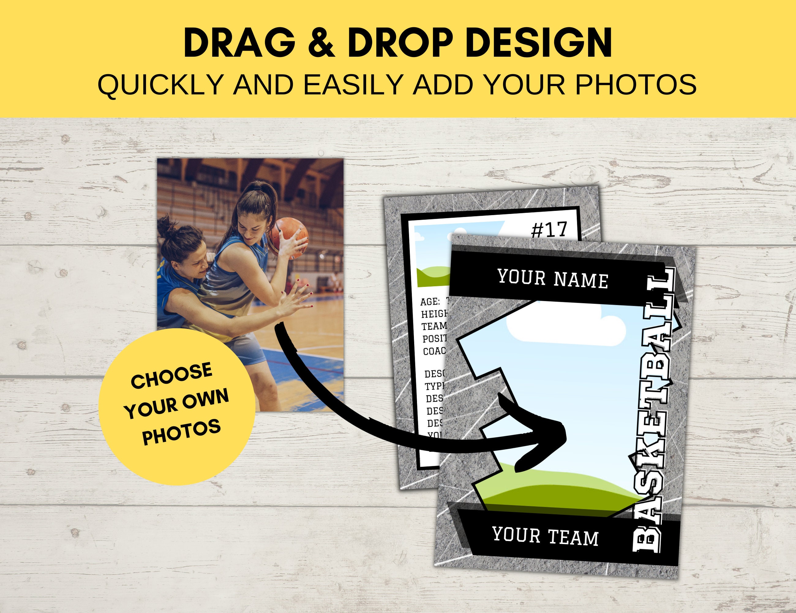 Editable Sport Card Template | Custom Basketball Trading Card Printable ...