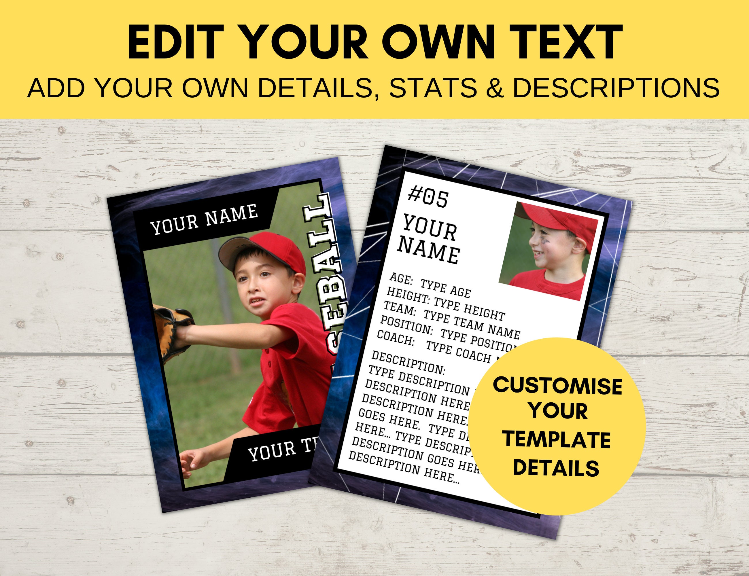 Editable Sports Card Template Custom Baseball Trading Card - Etsy