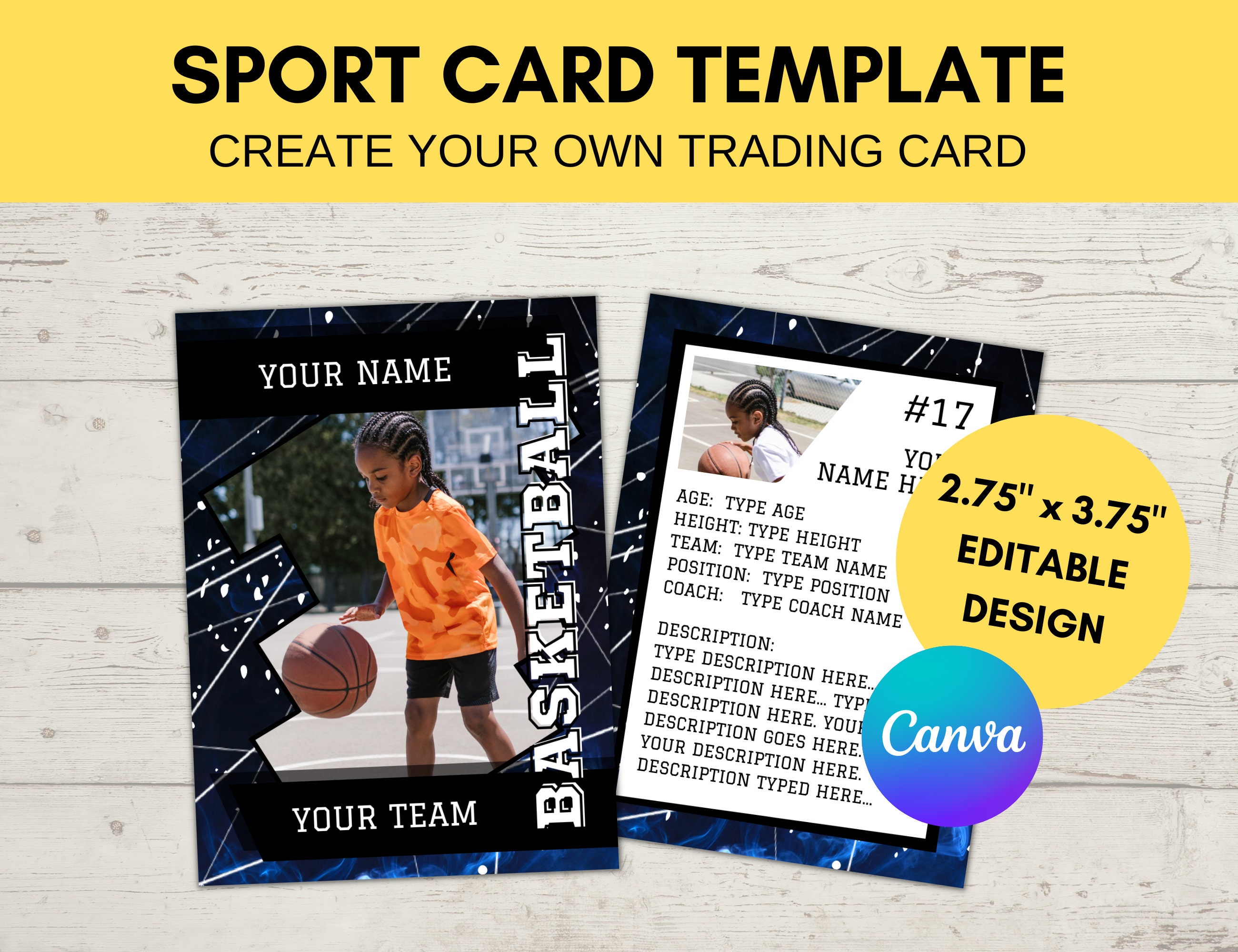 Editable Sport Card Template Custom Basketball Trading Card - Etsy UK