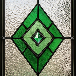 Green Diamond Stained Glass Window Film - Decorative Privacy Film for ...