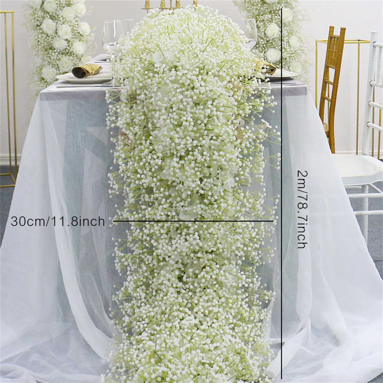 White Gypsophila Artificial Flower Table Runner Swag Flower - Etsy