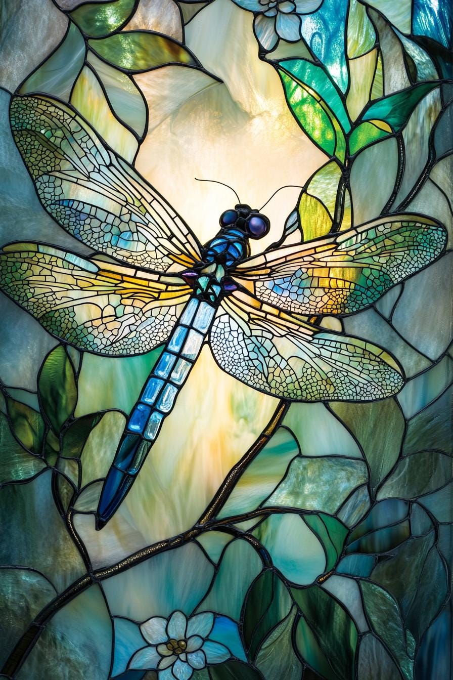 Custom Dragonfly Stained Glass Window Film | Privacy Cling for Kitchen ...