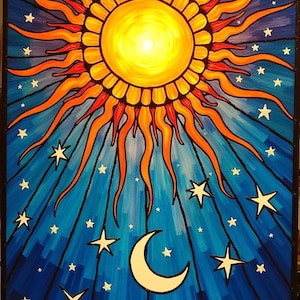 Custom Celestial Stained Glass Window Film – Sun Moon Stars Static ...