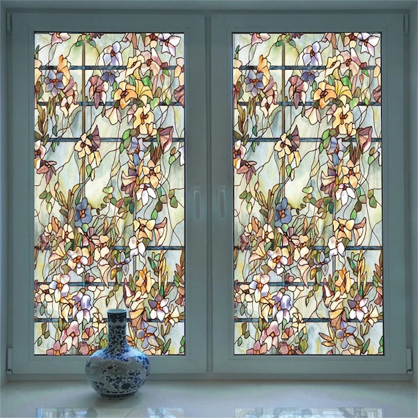 Birch Tree Stained Glass Window Film - Decorative Privacy Film for ...