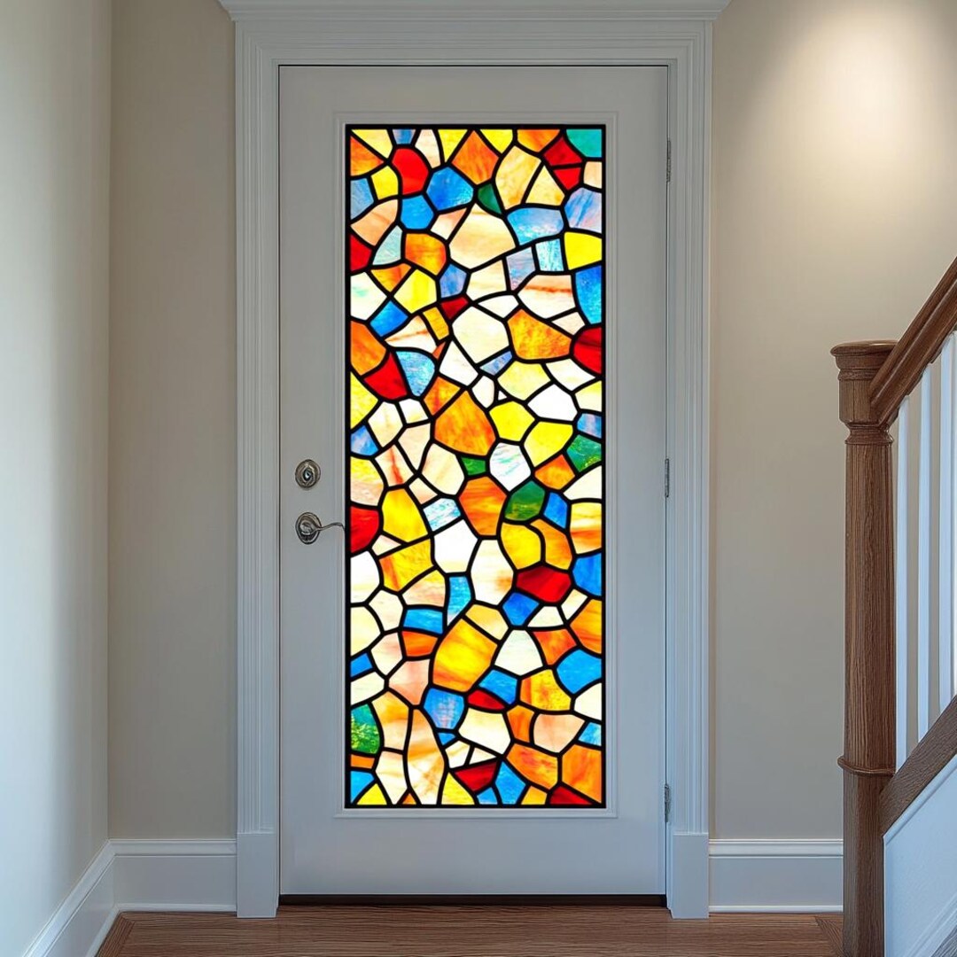 Custom Stained Glass Window Decal - Vintage Floral Scrollwork Design ...