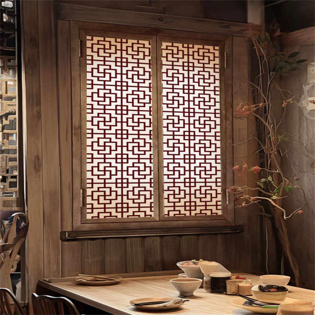 Classical Chinese Lattice Window Privacy Film – Custom Frosted Static ...