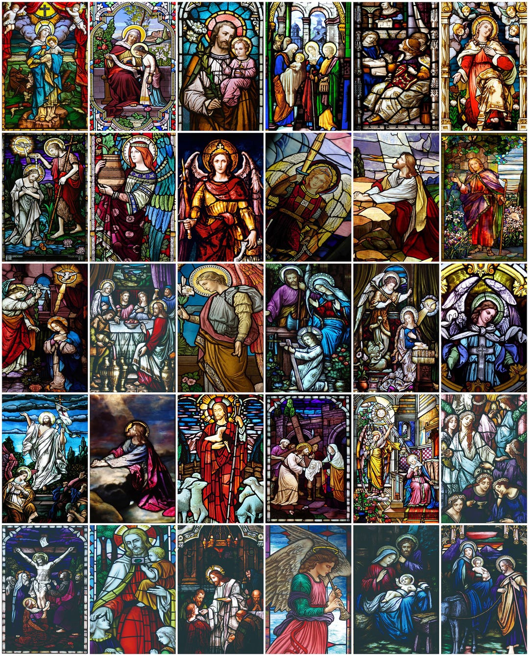 Custom-cut Stained Glass Window Decals - Jesus Christ & Virgin Mary ...