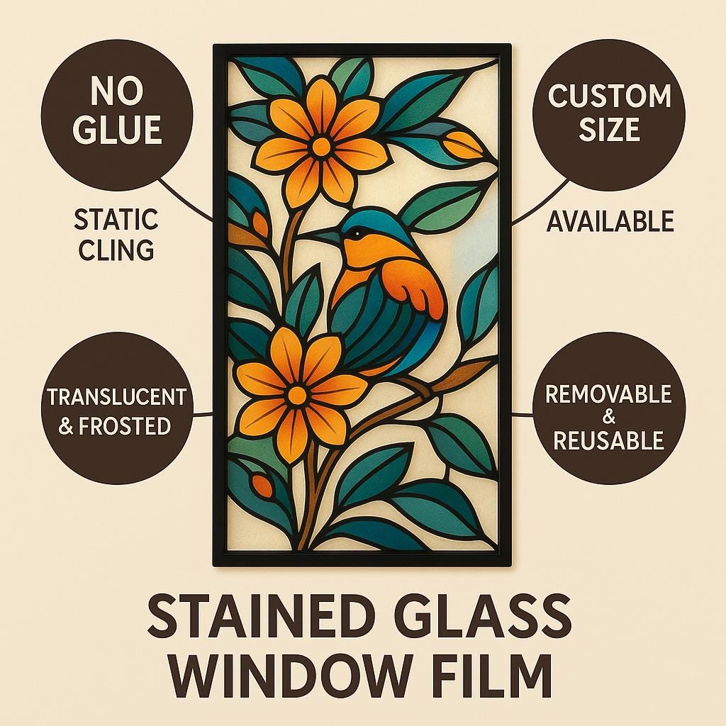 Aspen Tree Stained Glass Window Film • Custom Size • Privacy Decor ...