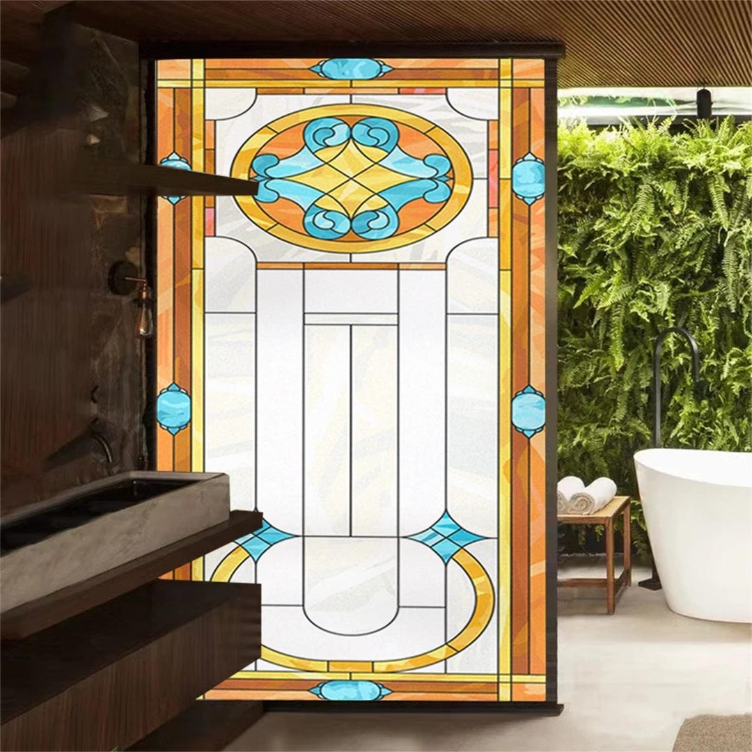 Custom European Retro Style Window Sticker - Privacy, Glue-free Static ...