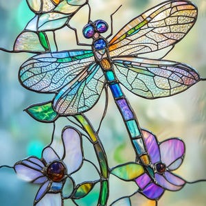 Custom Dragonfly Stained Glass Window Film | Privacy Cling for Kitchen ...