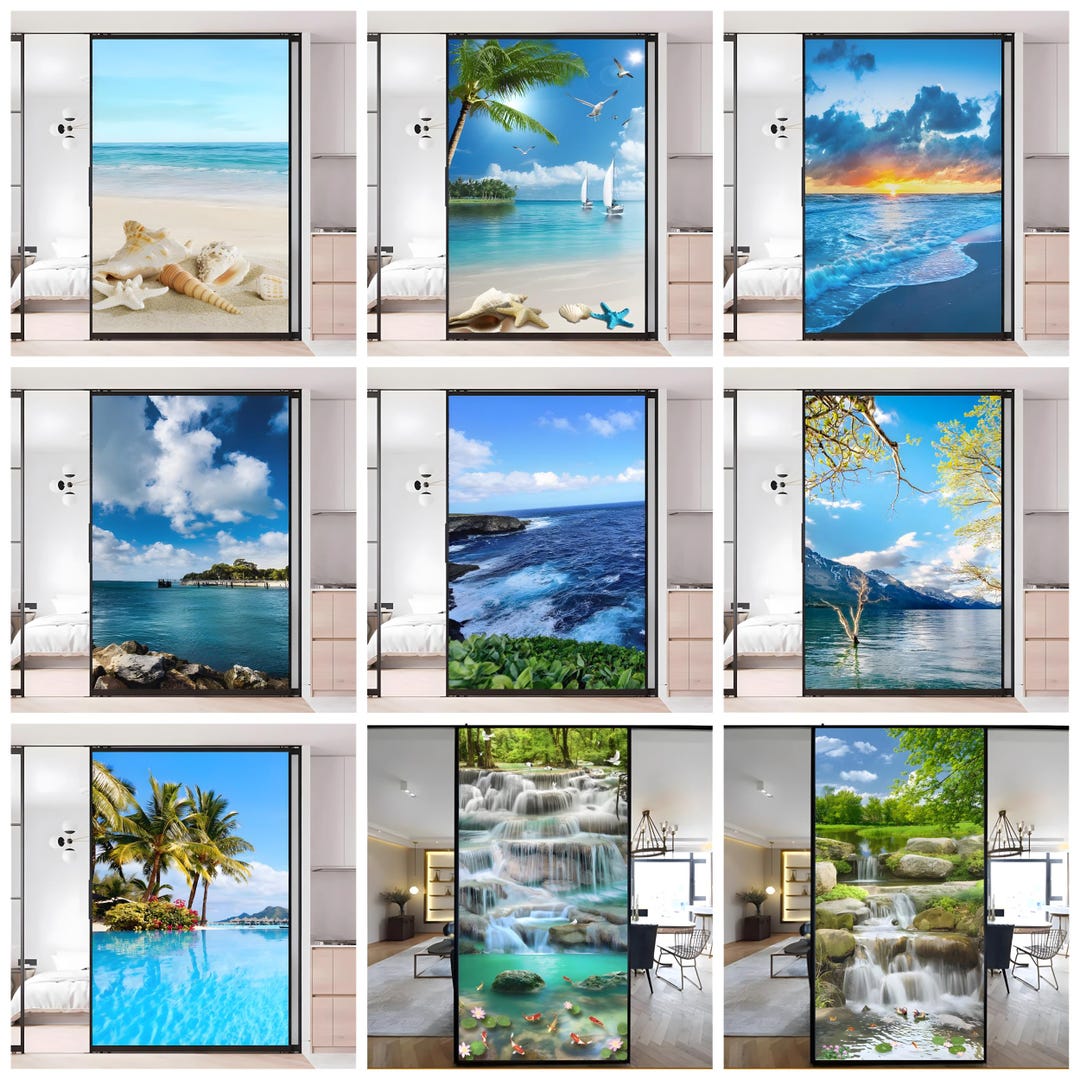 Ocean Breeze Window Privacy Film, Coastal Beach Seashell Decor, Static ...