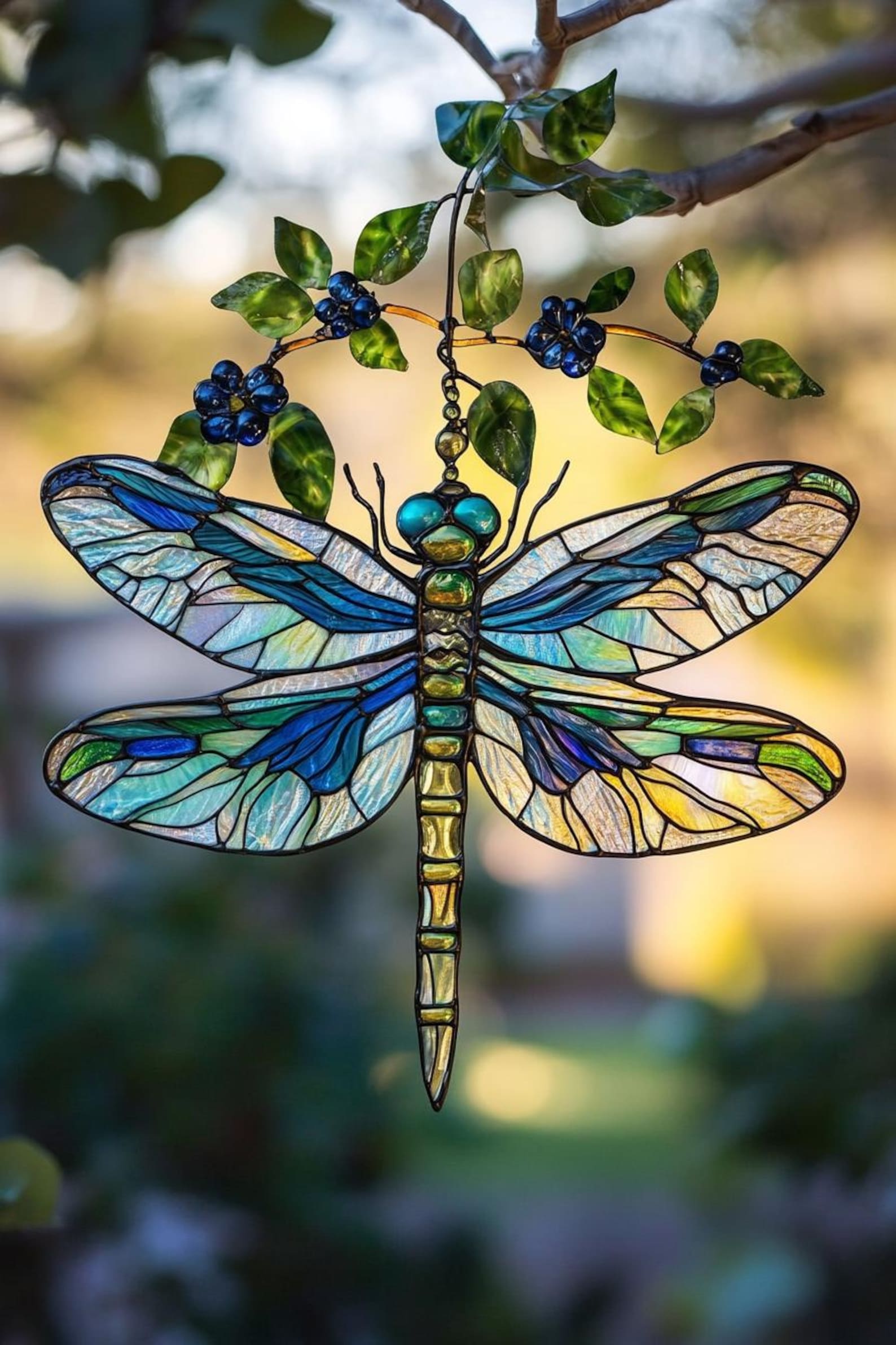 Custom Dragonfly Stained Glass Window Film | Privacy Cling for Kitchen ...