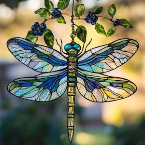 Custom Dragonfly Stained Glass Window Film | Privacy Cling for Kitchen ...