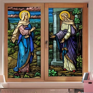 Window Stained Glass Film Door Sticker Christian Pictures Wall Stickers ...