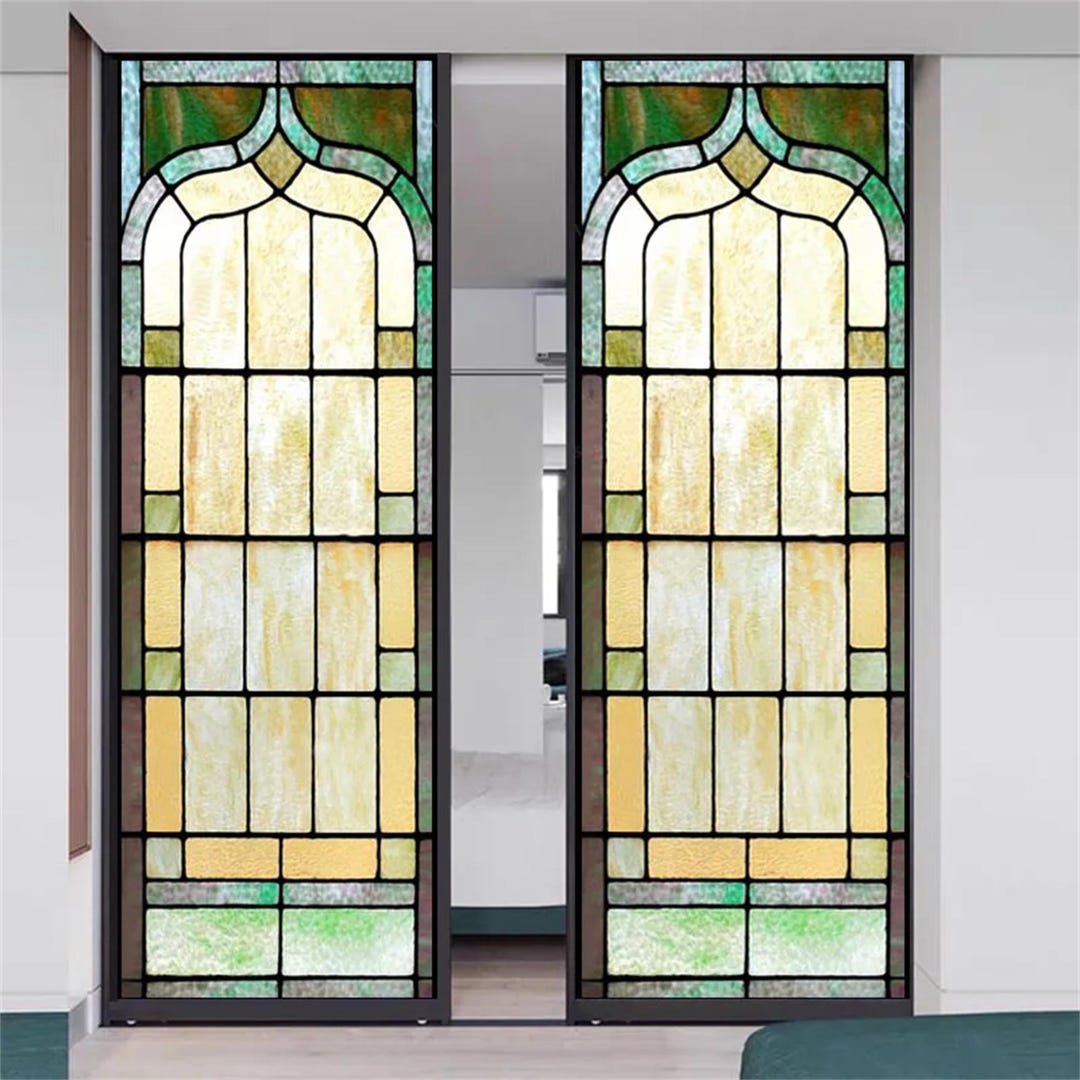 Custom Stained Glass Window Film - Privacy Vintage Pattern, Frosted ...