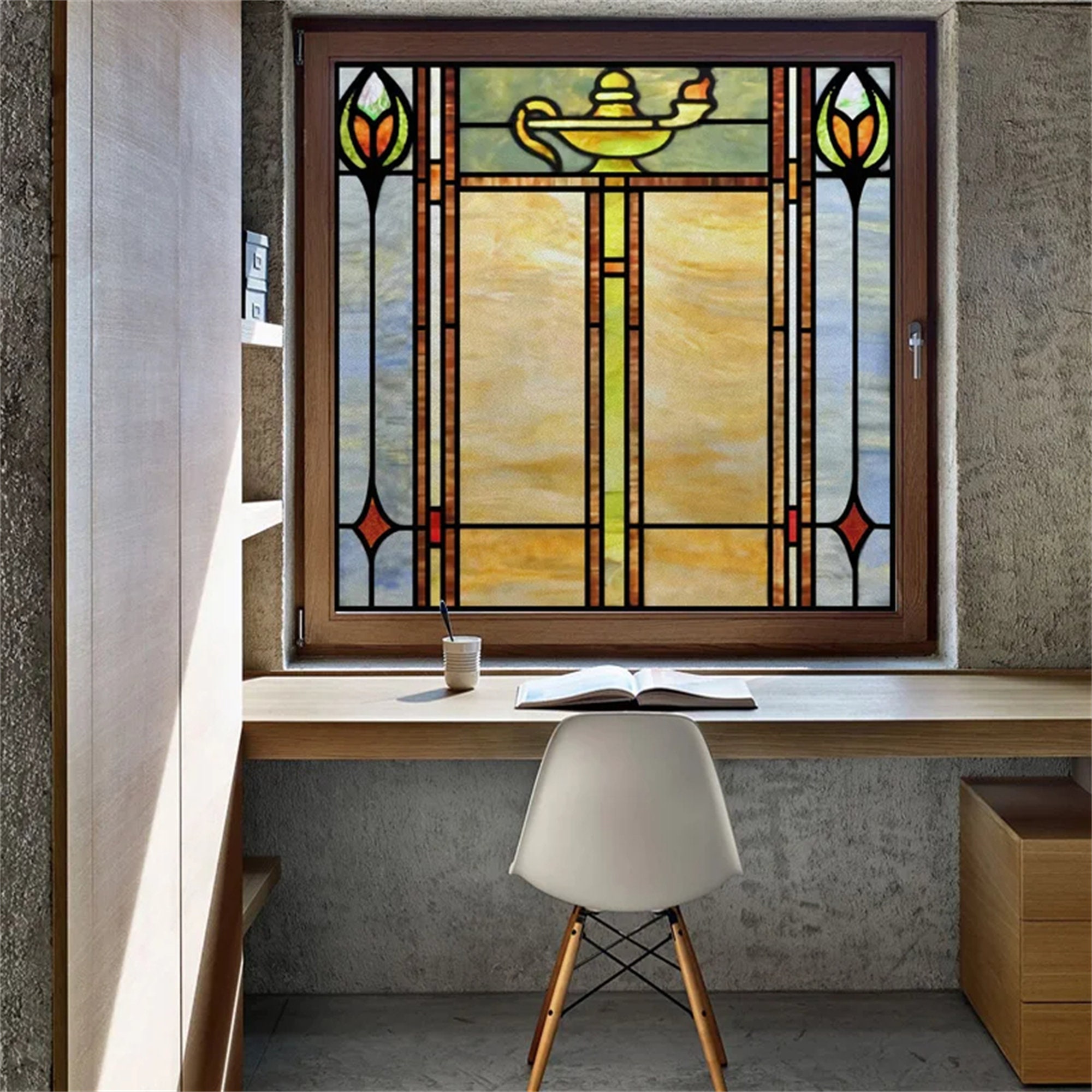Customized Dimension Stained Glass Window Tint Frosted Privacy Static ...