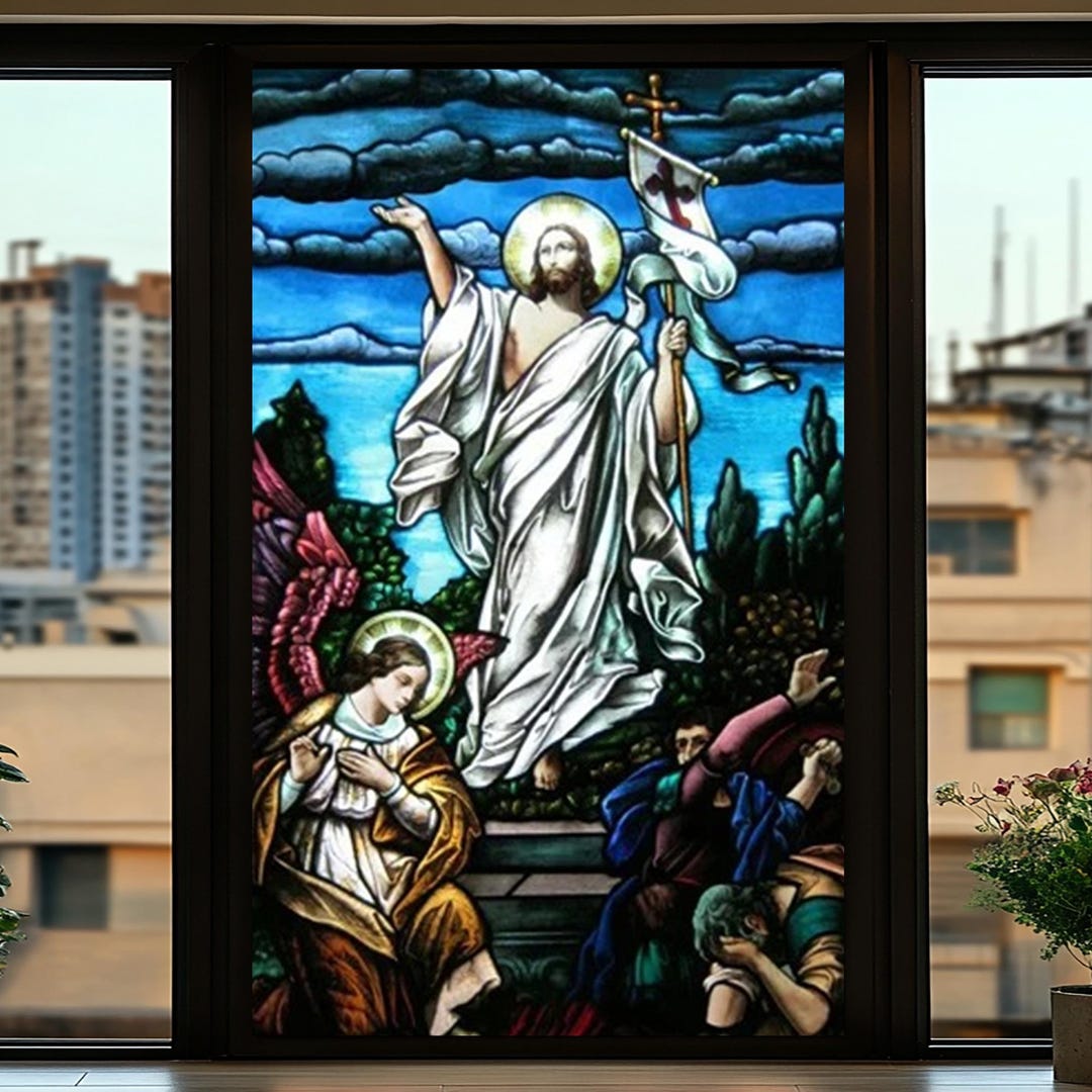 Resurrection of Christ Stained Glass Window Film – Religious Decor - Etsy
