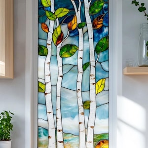 Birch Tree Stained Glass Window Film - Decorative Privacy Film for ...