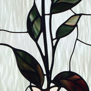 Red Rose in Vase Stained Glass Window Film Custom Privacy Panel Static ...