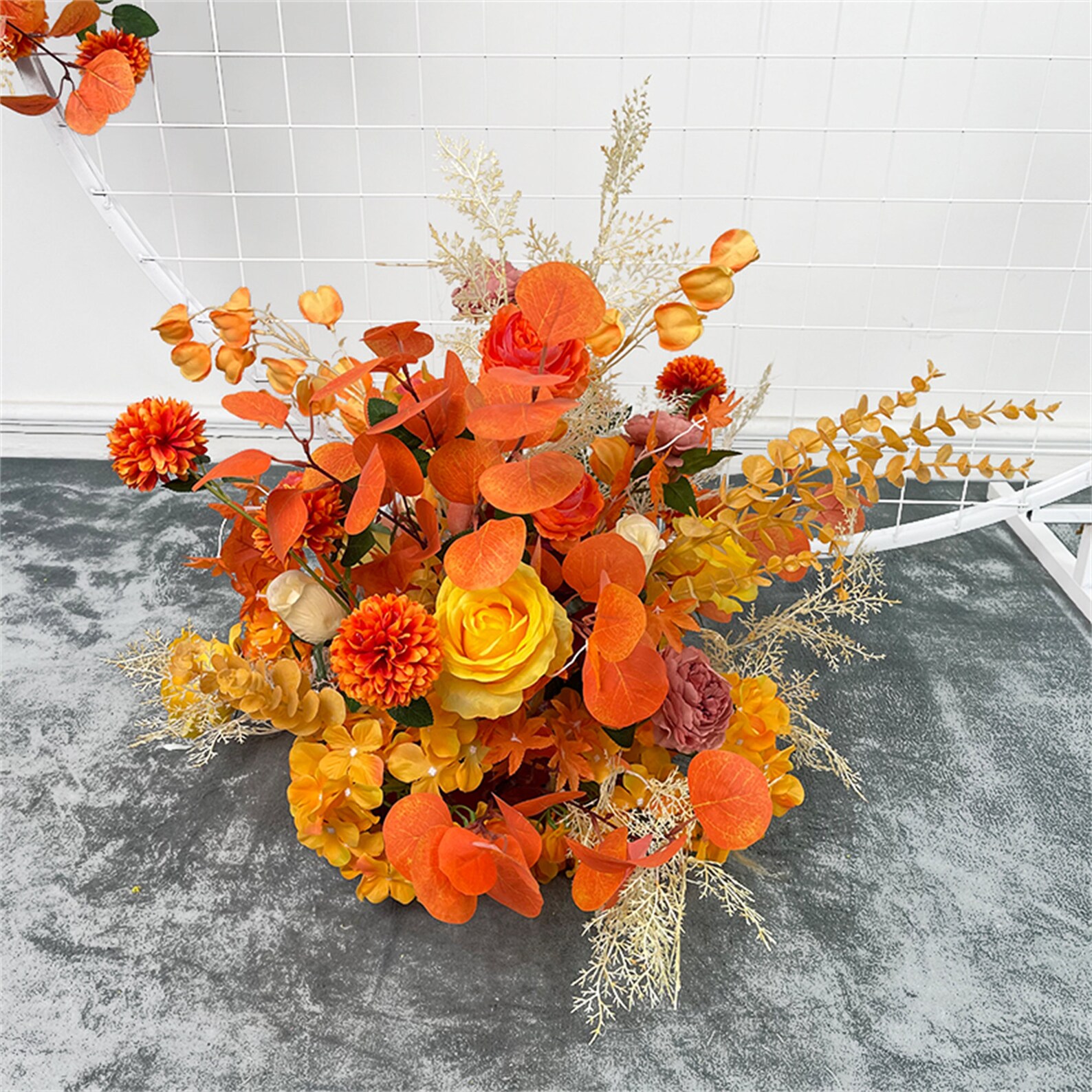 Orange Flower Arrangement Flower Row Wedding Arch Decoration - Etsy