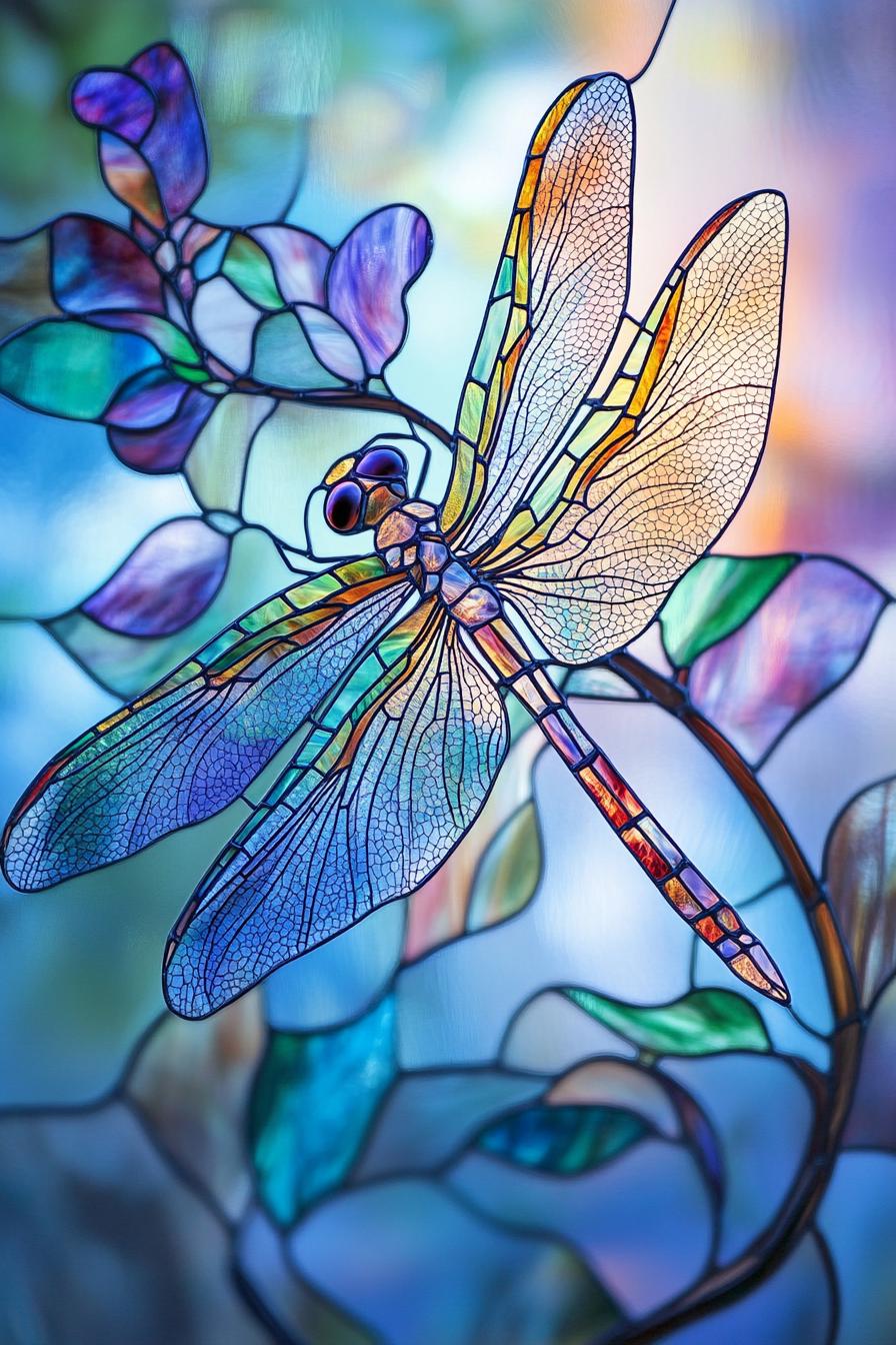 Custom Dragonfly Stained Glass Window Film | Privacy Cling for Kitchen ...