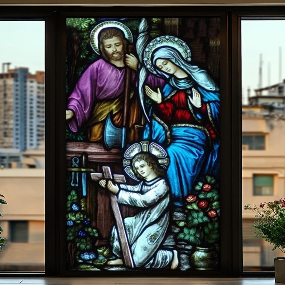 Stained Glass Window Film - Holy Family With Child Jesus - Privacy ...