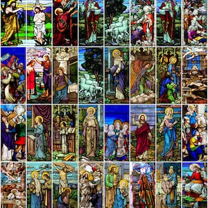 Window Stained Glass Film Door Sticker Christian Pictures Wall Stickers ...