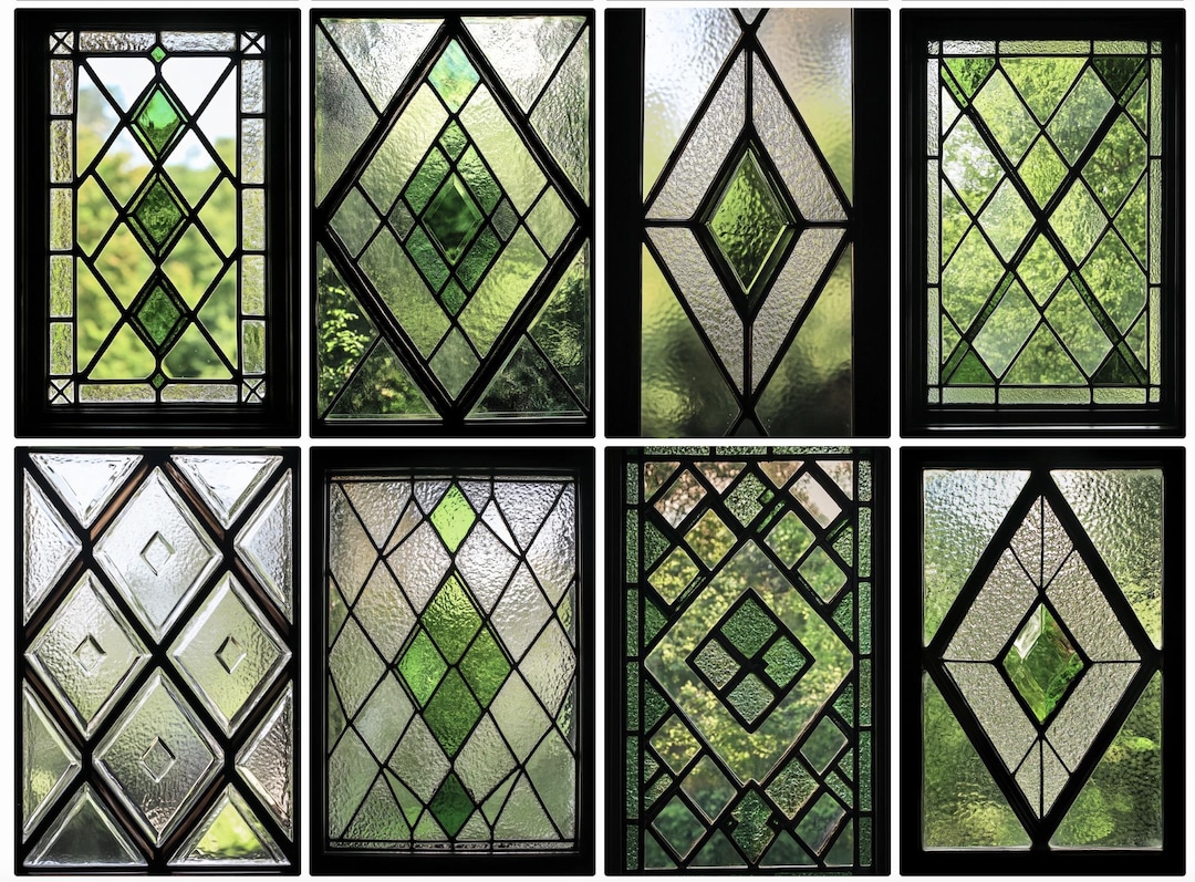 Opaque Green Diamond Stained Glass Window Film - Decorative Privacy ...
