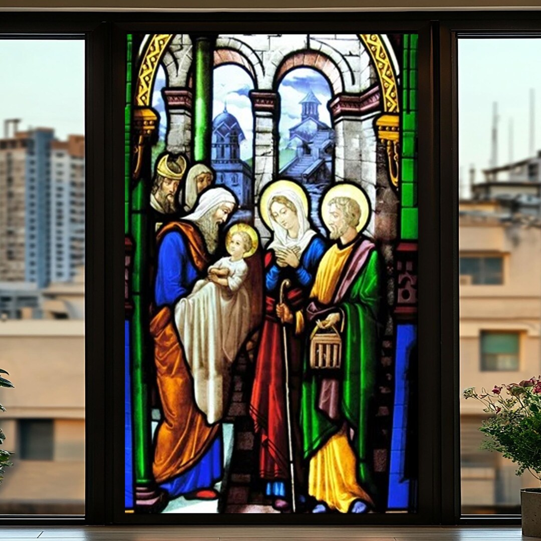 Holy Family Stained Glass Window Film – Religious Vertical Art Décor - Etsy