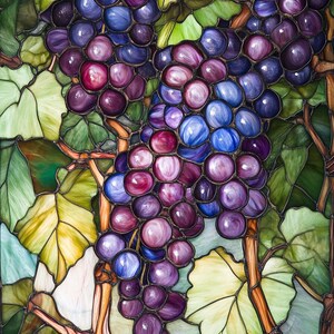 Custom Grape Stained Glass Window Film | Privacy Decorative Vineyard ...