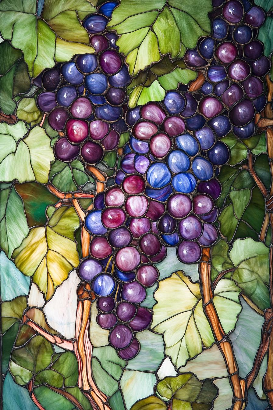 Custom Grape Stained Glass Window Film | Privacy Decorative Vineyard ...