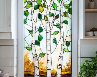 Birch Tree Stained Glass Window Film - Decorative Privacy Film for ...