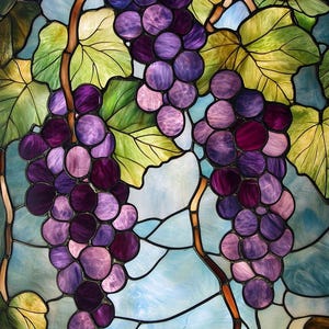 Custom Grape Stained Glass Window Film | Privacy Decorative Vineyard ...