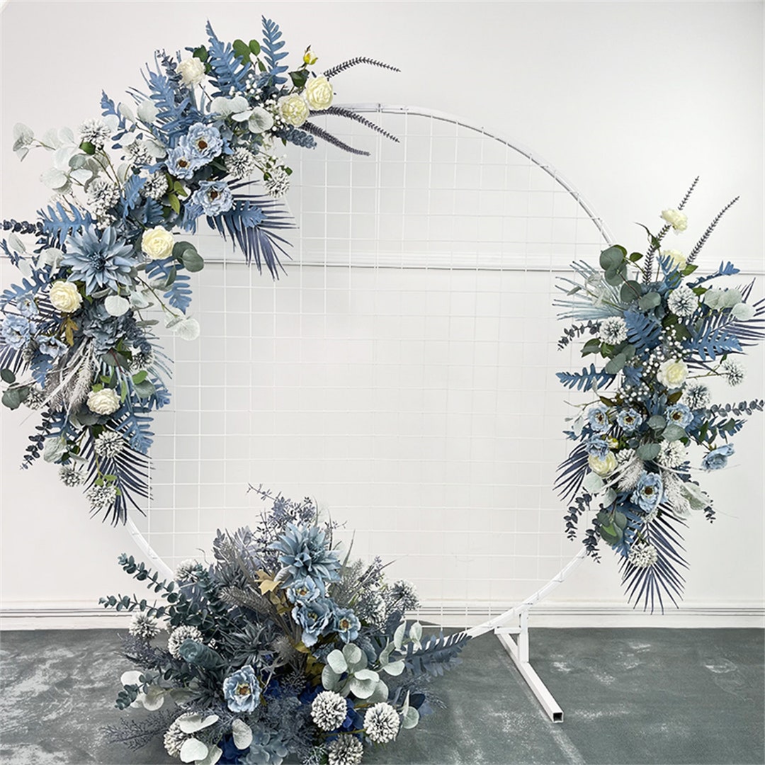 Blue Flower Arrangement Flower Row Wedding Arch Decoration Rose Floral ...