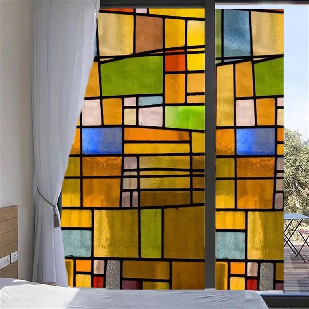 Stain Glass Window Cling, Window Film Stained Glass Decorative Retro ...