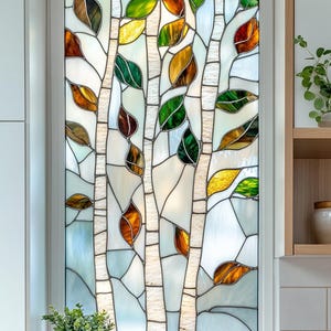 Birch Tree Stained Glass Window Film - Decorative Privacy Film for ...