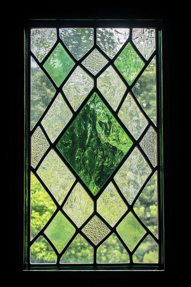 Green Diamond Stained Glass Window Film - Decorative Privacy Film for ...