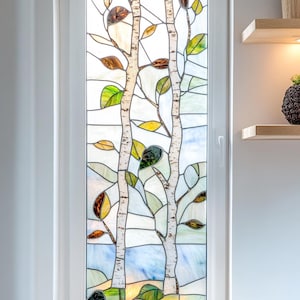 Birch Tree Stained Glass Window Film - Decorative Privacy Film for ...
