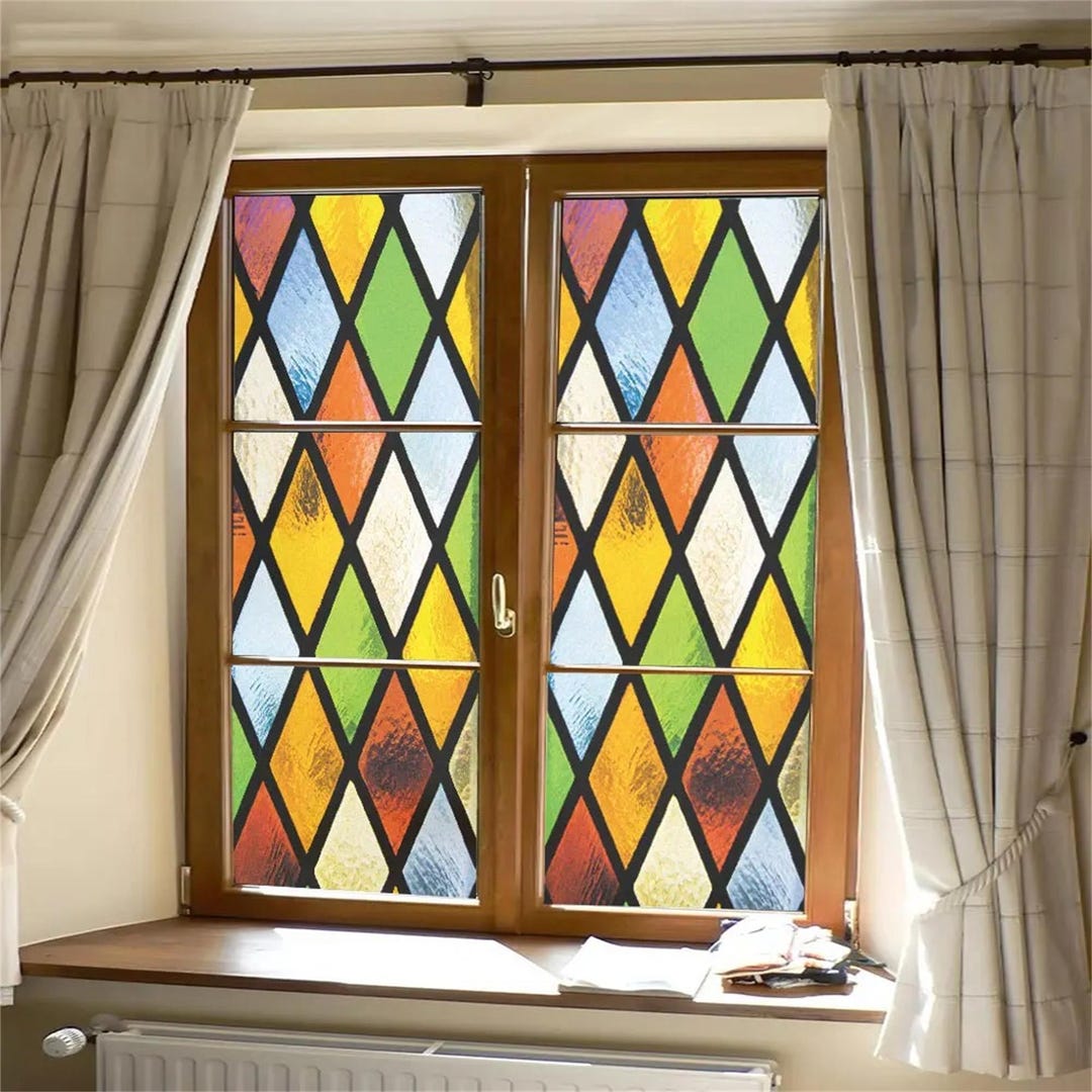 Custom Static Cling Window Film - Diamond Check Pattern for Privacy and ...