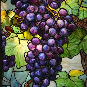 Custom Grape Stained Glass Window Film | Privacy Decorative Vineyard ...