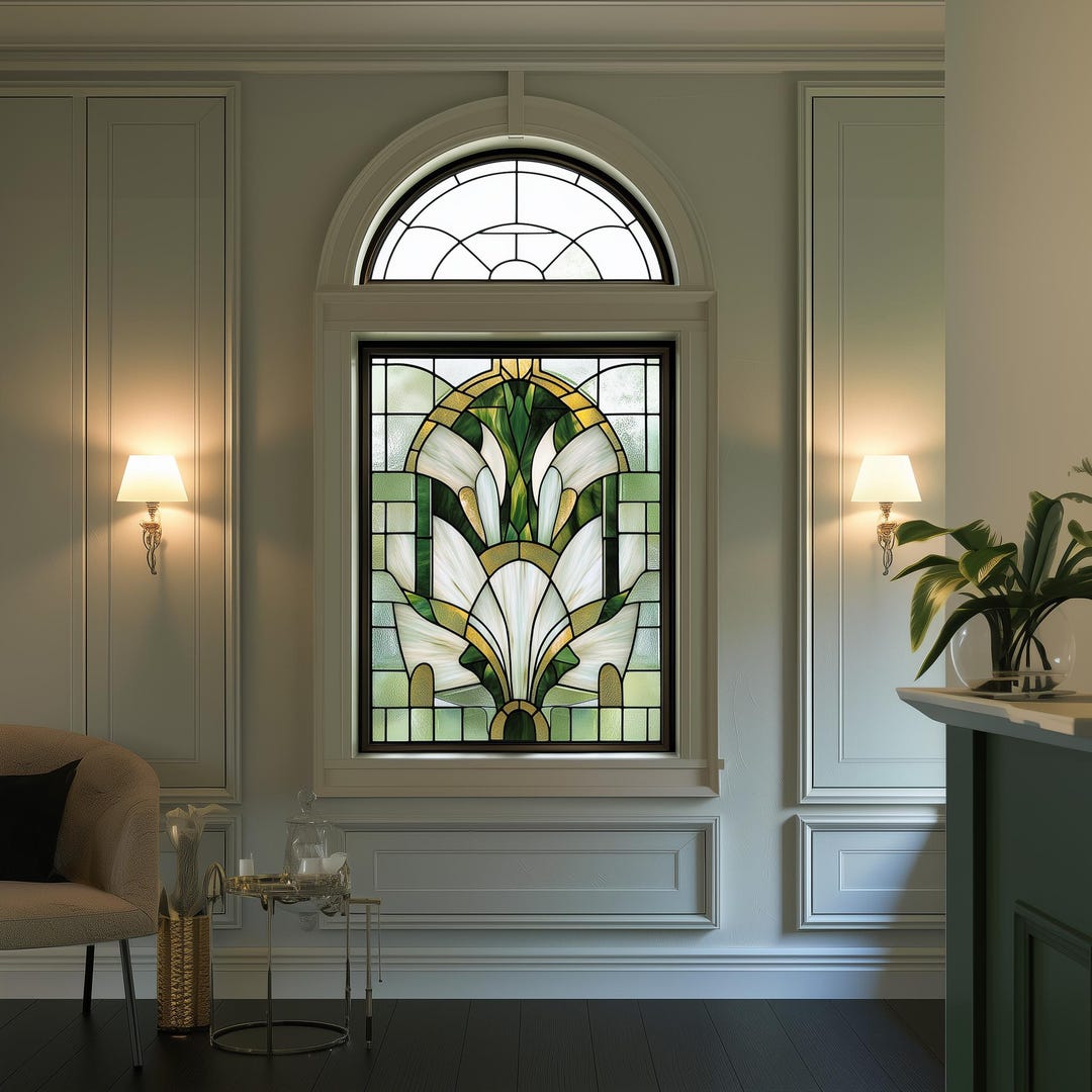 Privacy Window Film Art Deco Pattern, Stained Glass Decorative Window ...