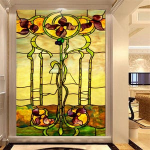 Decorative PVC Stained Glass Window Stickers Self-adhesive Cling for a ...