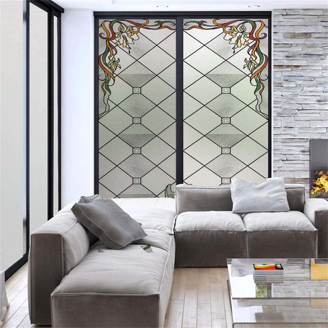 Stained Glass Decorative Window Film - Custom Size, Matte Finish, UV ...