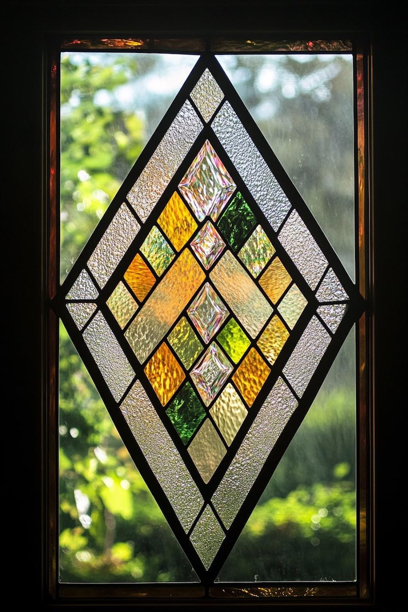 Colorful Diamond Stained Glass Window Film - Decorative Privacy Film ...