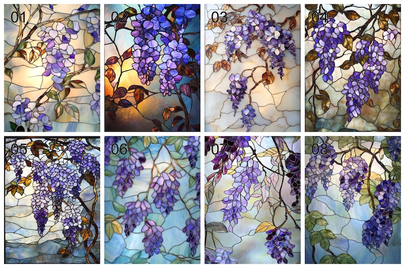 Purple Wisteria Stained Glass Window Film - Custom Decorative Privacy ...