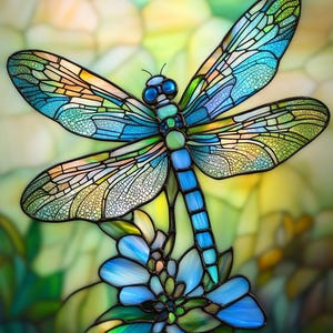 Custom Dragonfly Stained Glass Window Film | Privacy Cling for Kitchen ...