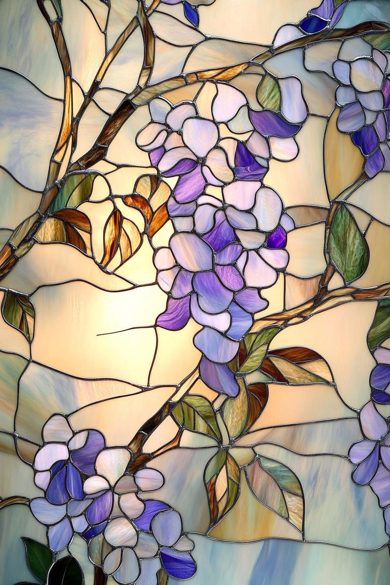 Purple Wisteria Stained Glass Window Film - Custom Decorative Privacy ...