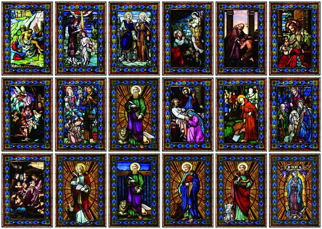 Window Film Stained Glass Sticker,jesus Christ Saints Angels Picture ...