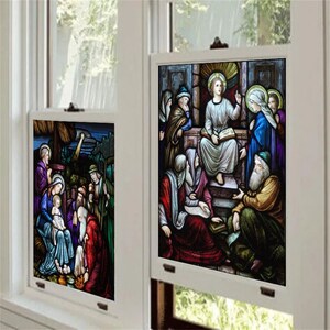 Stained Glass Window Films,static Cling Frosted Privacy Sticker,church ...